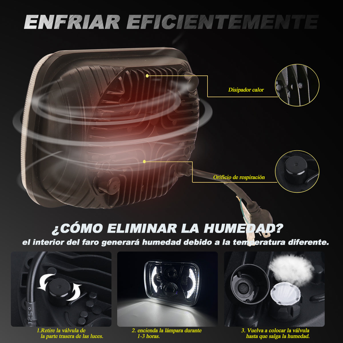 Faro Led 5x7'' Sealed Ojos Ángel Hi/lo Beam - 1/Pzs – X-UNO CAR LIGHTS