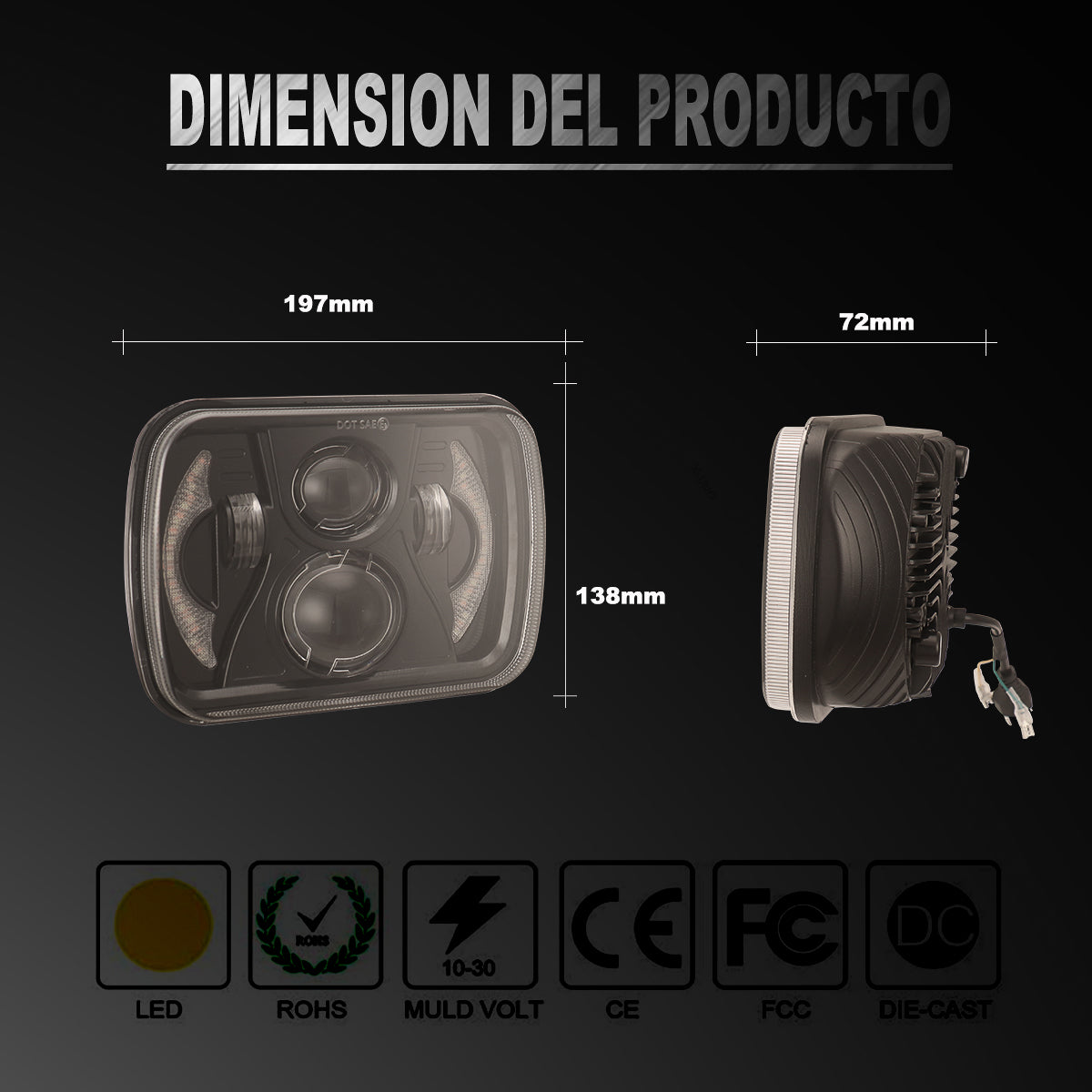Faro Led 5x7'' Sealed Ojos Ángel Hi/lo Beam - 1/Pzs – X-UNO CAR LIGHTS